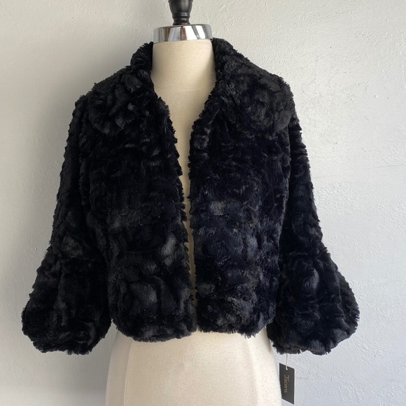 Tacera | Jackets & Coats | Tacera Womans Jacket Medium Faux Fur Black ...
